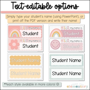 Pastel Doodles Student Name Plates | Desk Plate Tags | Editable ...