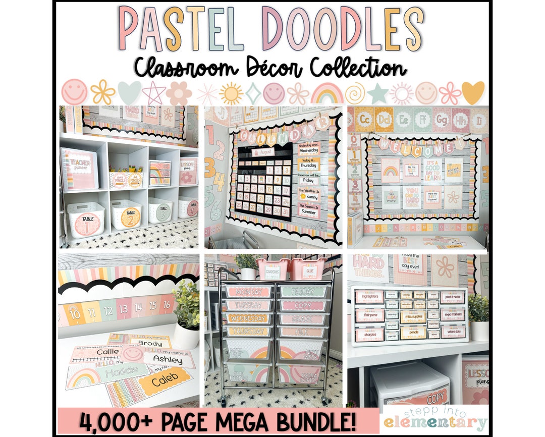 Pastel Doodles Classroom Decor | Trendy + Simple Classroom Decor 4,000 ...