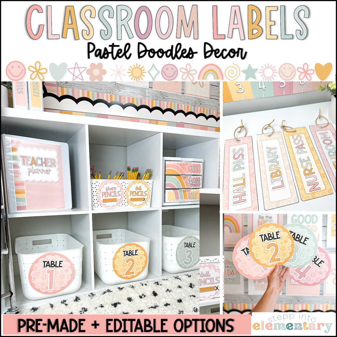 Pastel Doodles Classroom Labels Set | Teacher Organization | Trendy ...