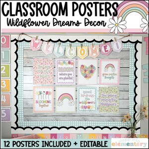 Wildflower Dreams Classroom Posters Set | Bulletin Board | Trendy ...