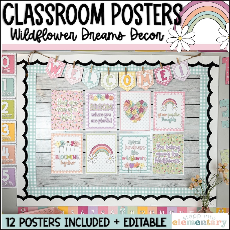 Wildflower Dreams Classroom Posters Set | Bulletin Board | Trendy ...
