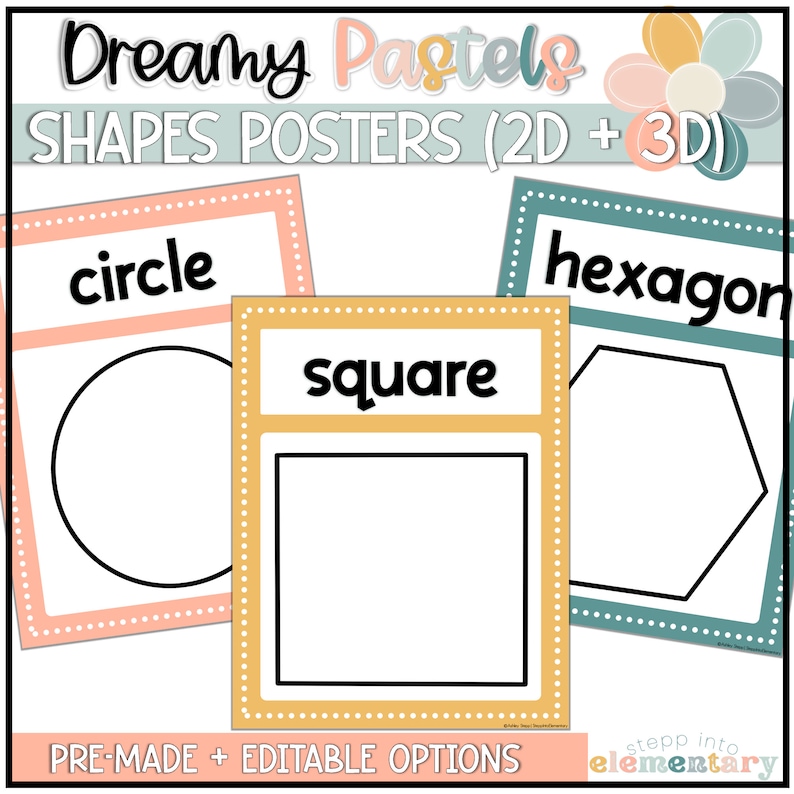 Dreamy Pastels Shape Posters | Math Posters | 2D & 3D Shapes | Trendy ...