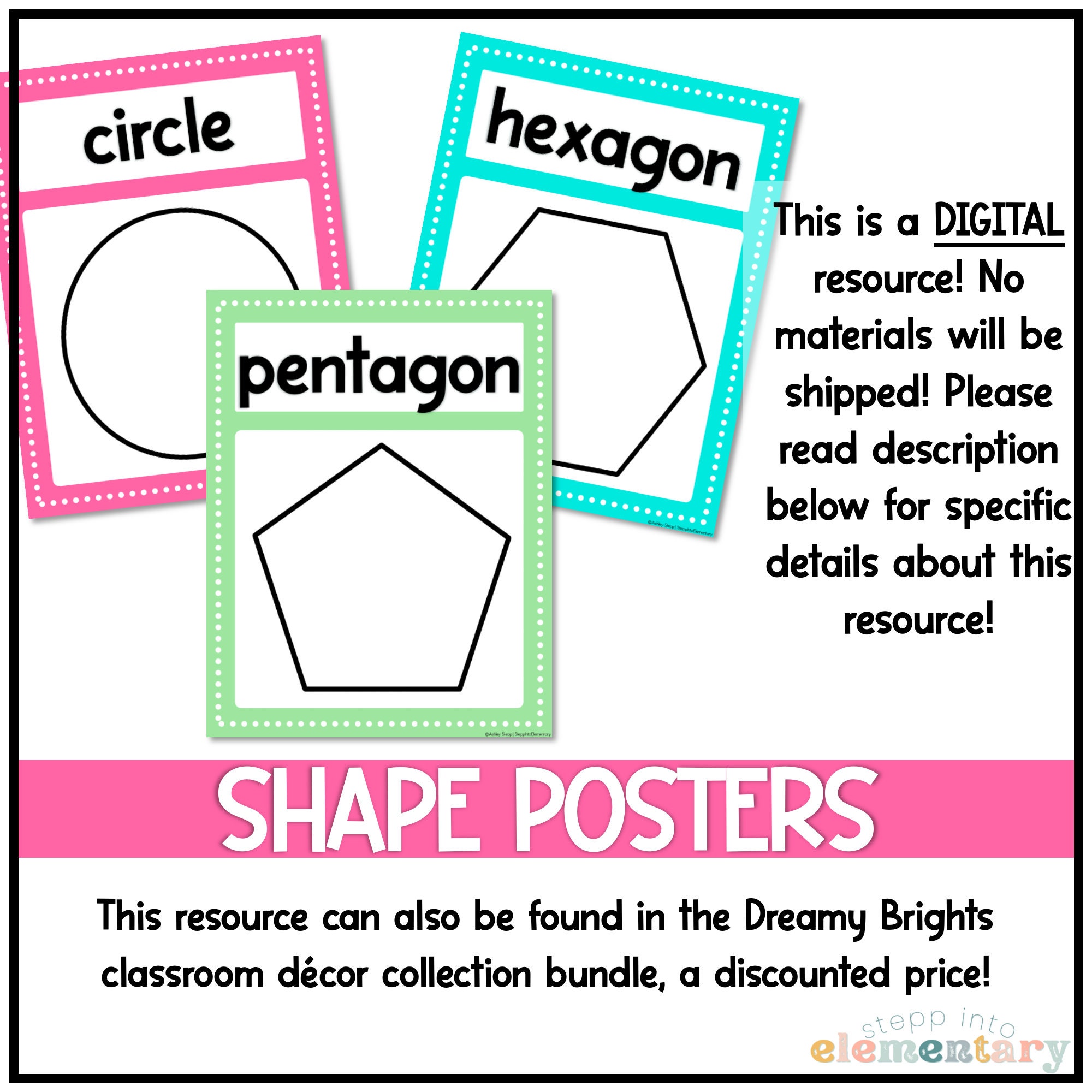 Dreamy Brights Shape Posters | Math Posters | 2D & 3D Shapes | Trendy ...