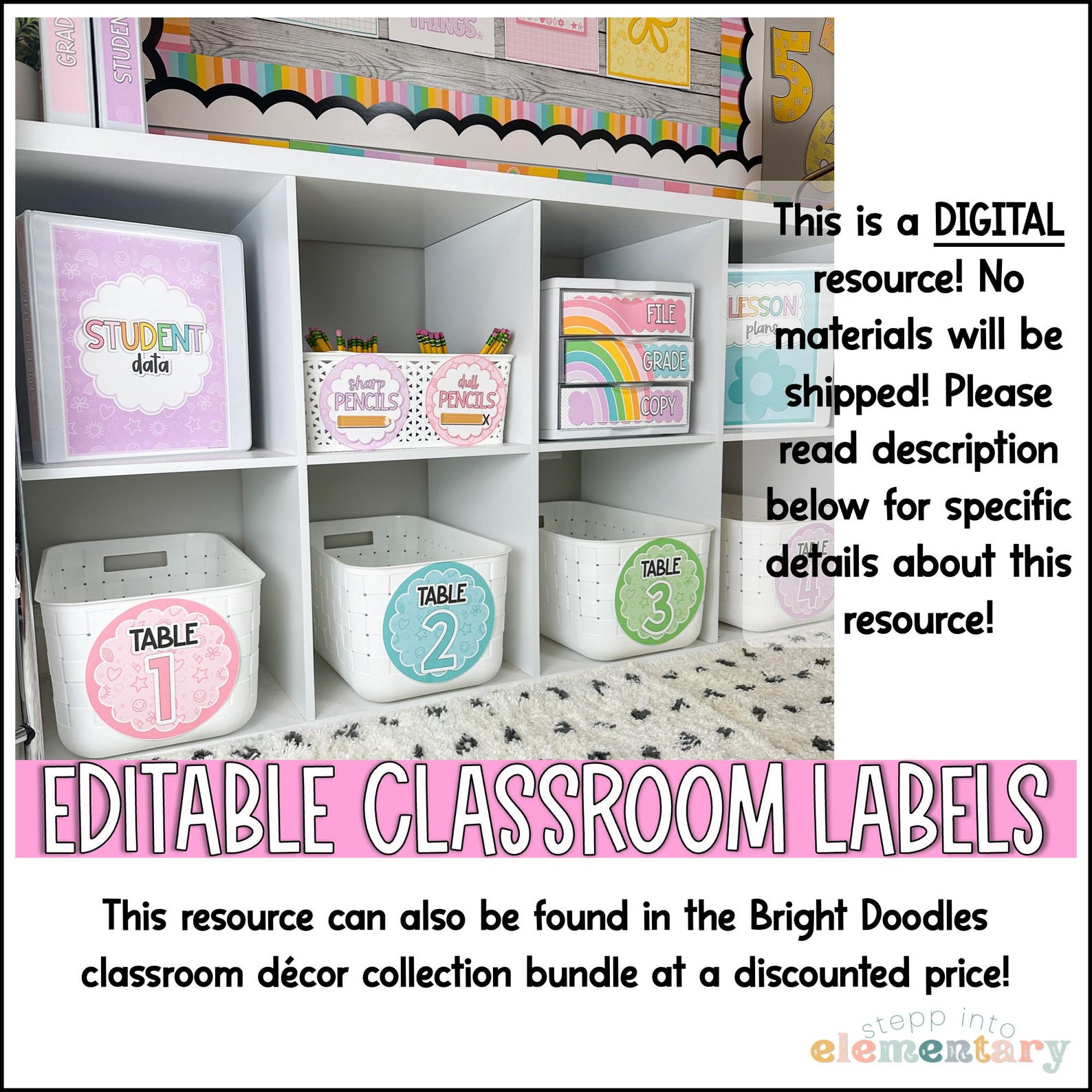 Bright Doodles Classroom Labels Set | Teacher Organization | Trendy ...