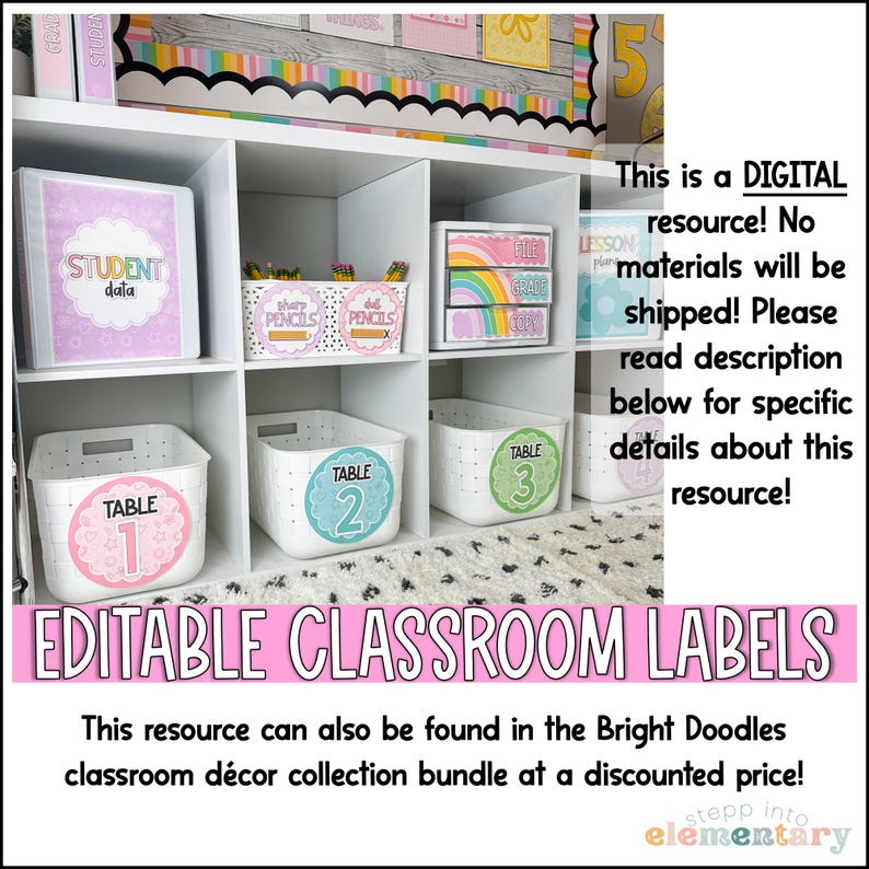 Bright Doodles Classroom Labels Set | Teacher Organization | Trendy ...