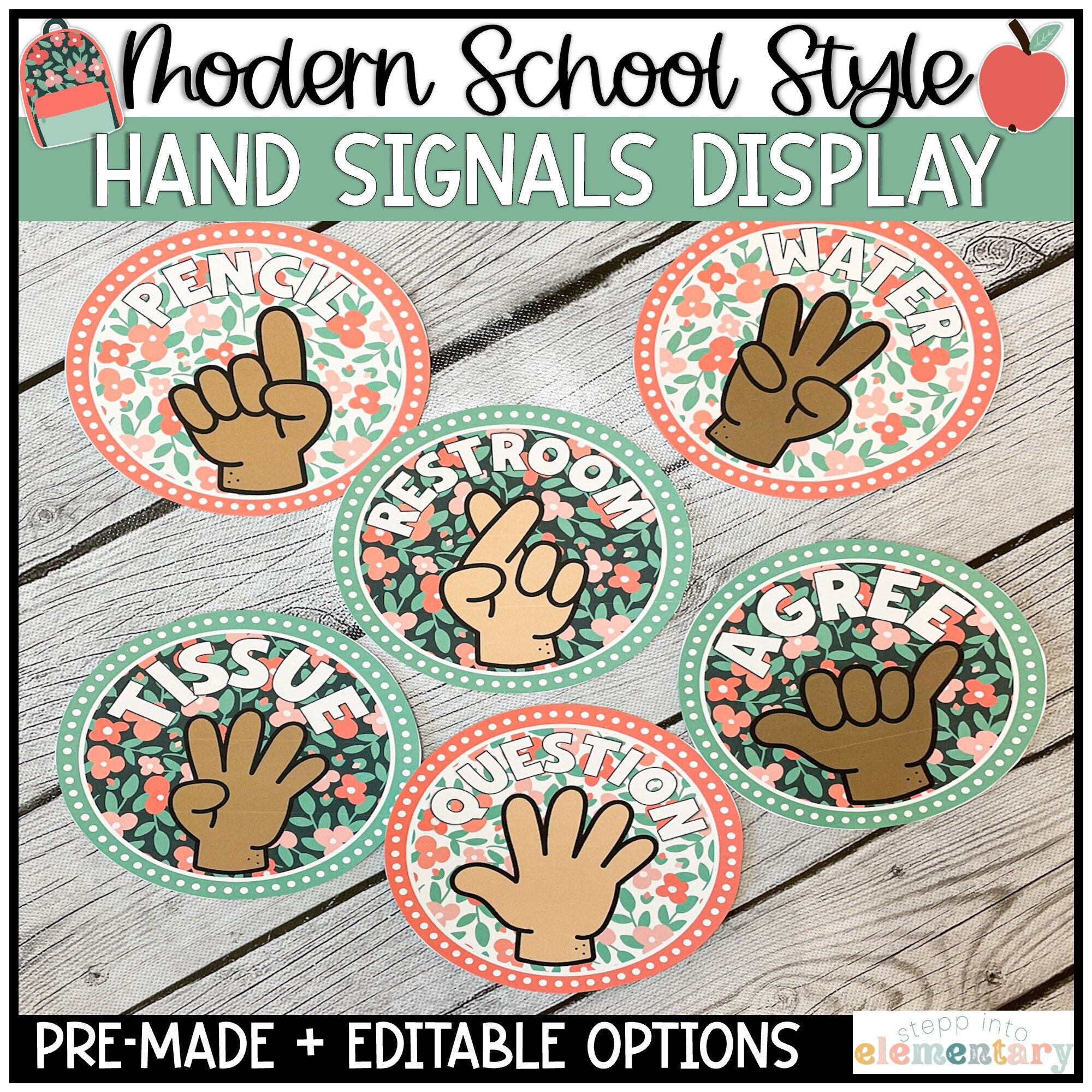 Modern Classroom Hand Signal Posters | Multicultural Decor (digital ...