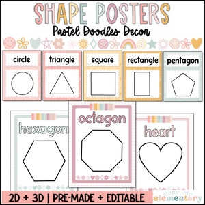 Pastel Doodles Shape Posters | 2D 3D Math Decor (digital Download) - Etsy