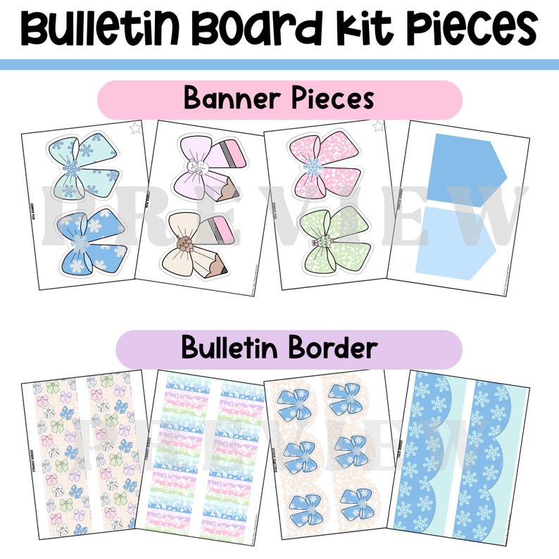 Winter Bulletin Board Kit | Winter Bows & Composition Decor | Bulletin ...