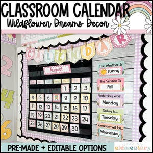 Wildflower Dreams Classroom Calendar Set | Pocket Chart | Trendy ...