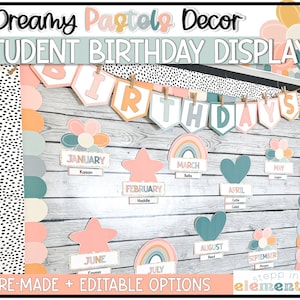 Dreamy Pastels Student Birthday Display | Student Birthdays | Bulletin ...