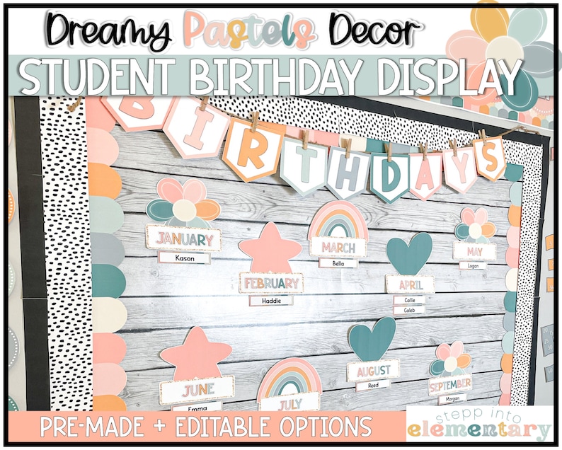 Dreamy Pastels Student Birthday Display Student Birthdays - Etsy