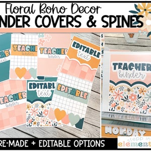 Floral Boho Binder Covers | Editable | Boho + Modern Classroom Decor - Etsy