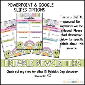 St. Patrick's Day Classroom Newsletters | March Newsletter Templates ...