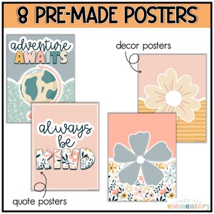 Floral Boho Bulletin Board Kit | Inspirational Classroom Posters | Boho ...