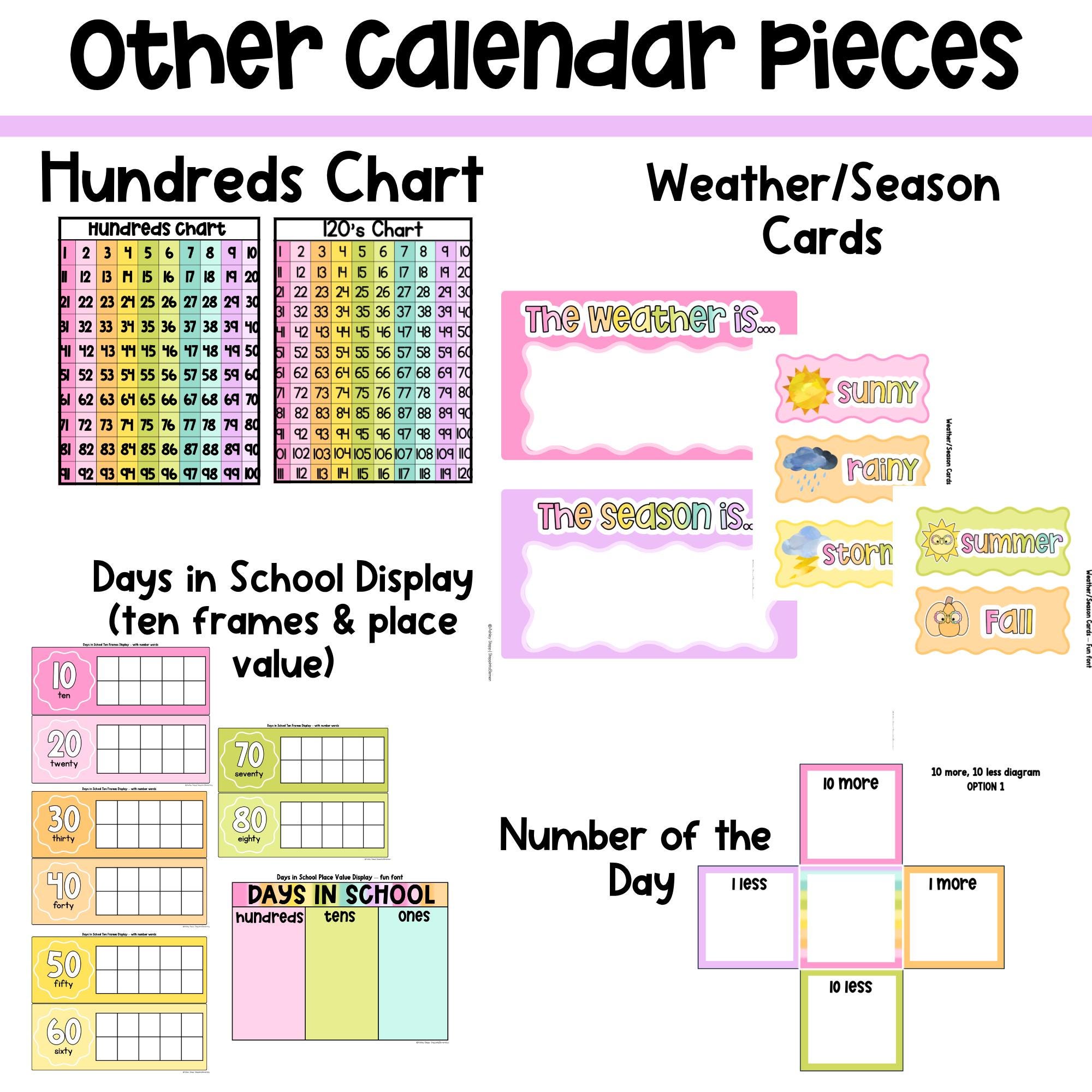Pastel Classroom Calendar Set | Brights Decor (digital Download) - Etsy
