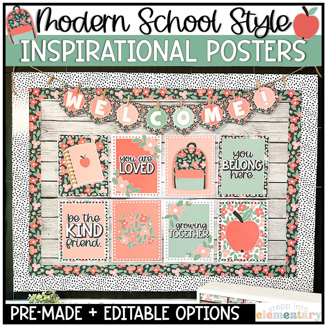 Modern School Style Inspirational Posters Set | Classroom Posters ...