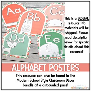 Modern School Style Alphabet Posters | Print + Cursive Alphabet ...