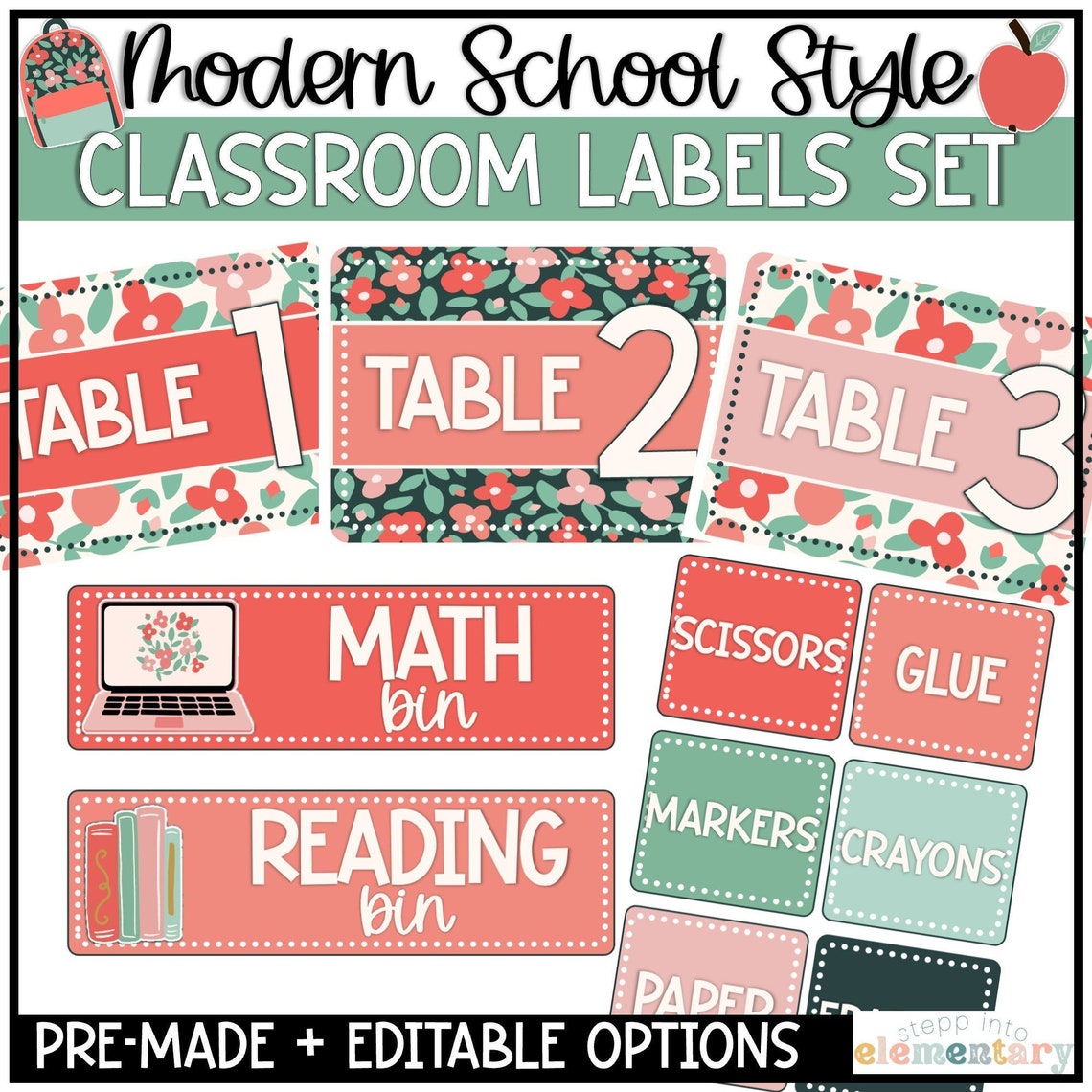 Modern School Decor | Editable Classroom Labels Set (digital Download ...