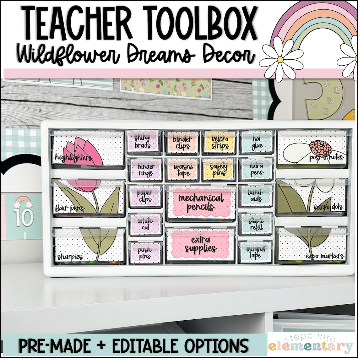 Wildflower Dreams Teacher Toolbox Labels | Classroom Organization ...