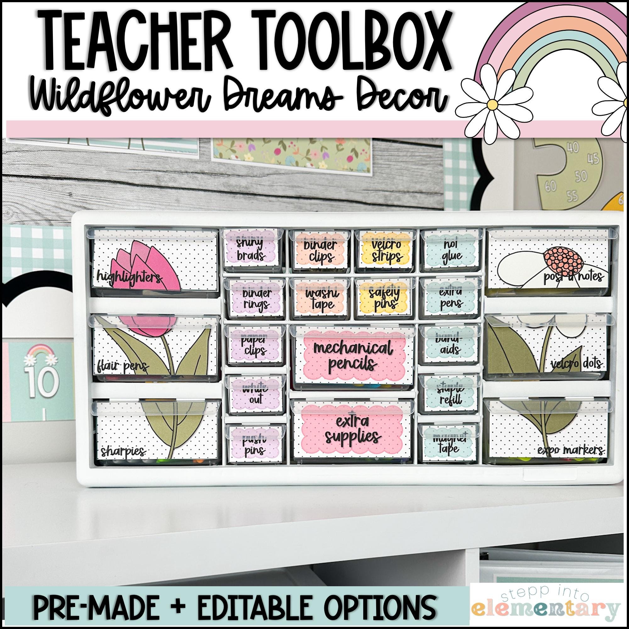 Wildflower Dreams Teacher Toolbox Labels | Classroom Organization ...
