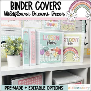 Wildflower Dreams Binder Covers & Spines | Editable | Trendy + Modern ...