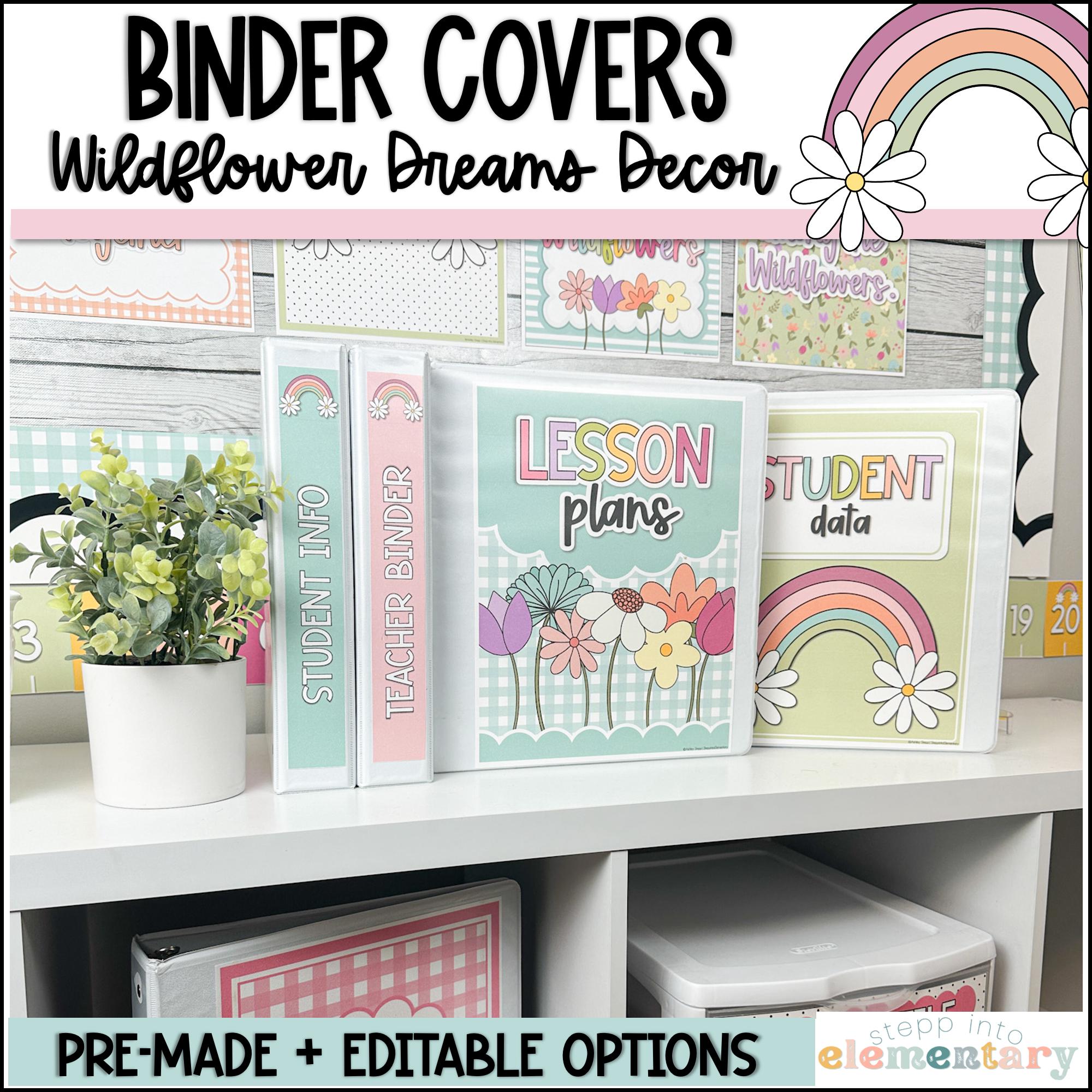 Wildflower Dreams Binder Covers & Spines | Editable | Trendy + Modern ...