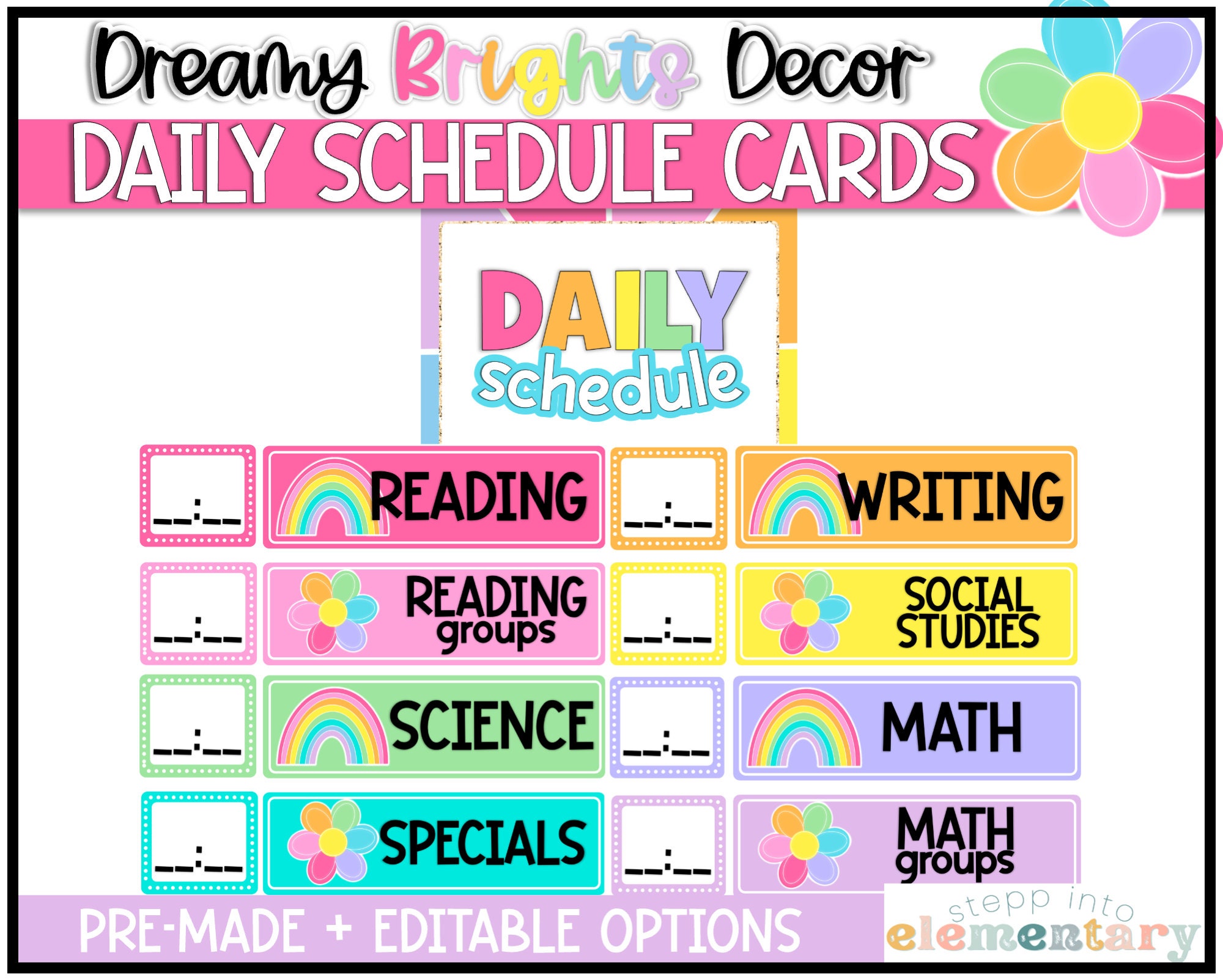 Dreamy Brights Daily Schedule Display & Cards Editable - Etsy