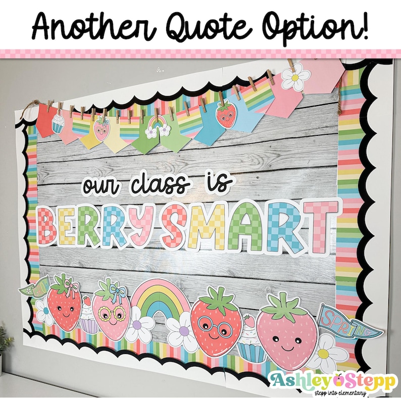 Strawberry Spring Bulletin Board Kit | Cutesy Classroom Decor (digital ...