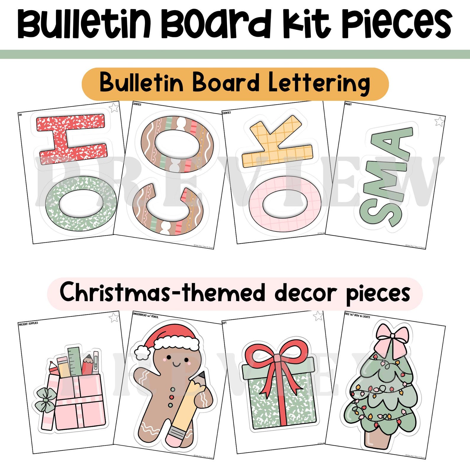 Christmas Bulletin Board Kit | Christmas Bows & Composition Decor ...