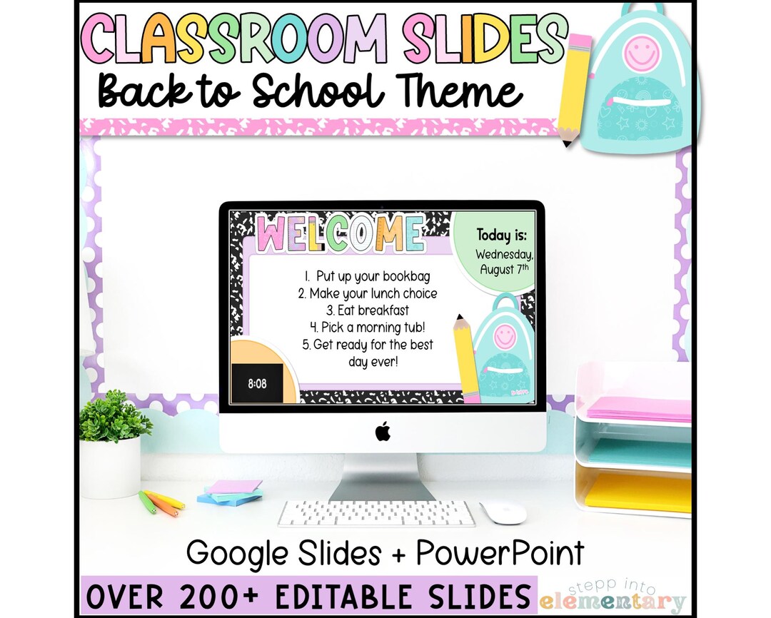 Back to School Classroom Slides | Brights Version| Teacher Organization ...