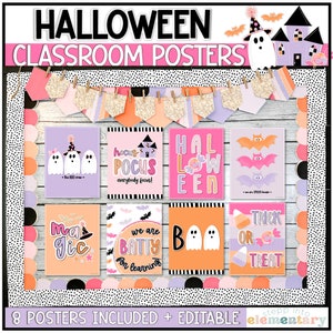Halloween Classroom Posters Set | Trendy Halloween Decorations ...