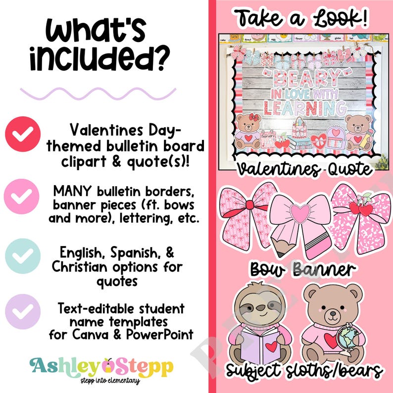 Valentine's Day Bulletin Board Kit | Beary Sweet Classroom Decor ...