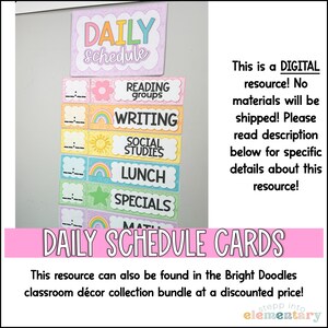 Bright Doodles Daily Schedule Display & Cards | Editable | Trendy ...