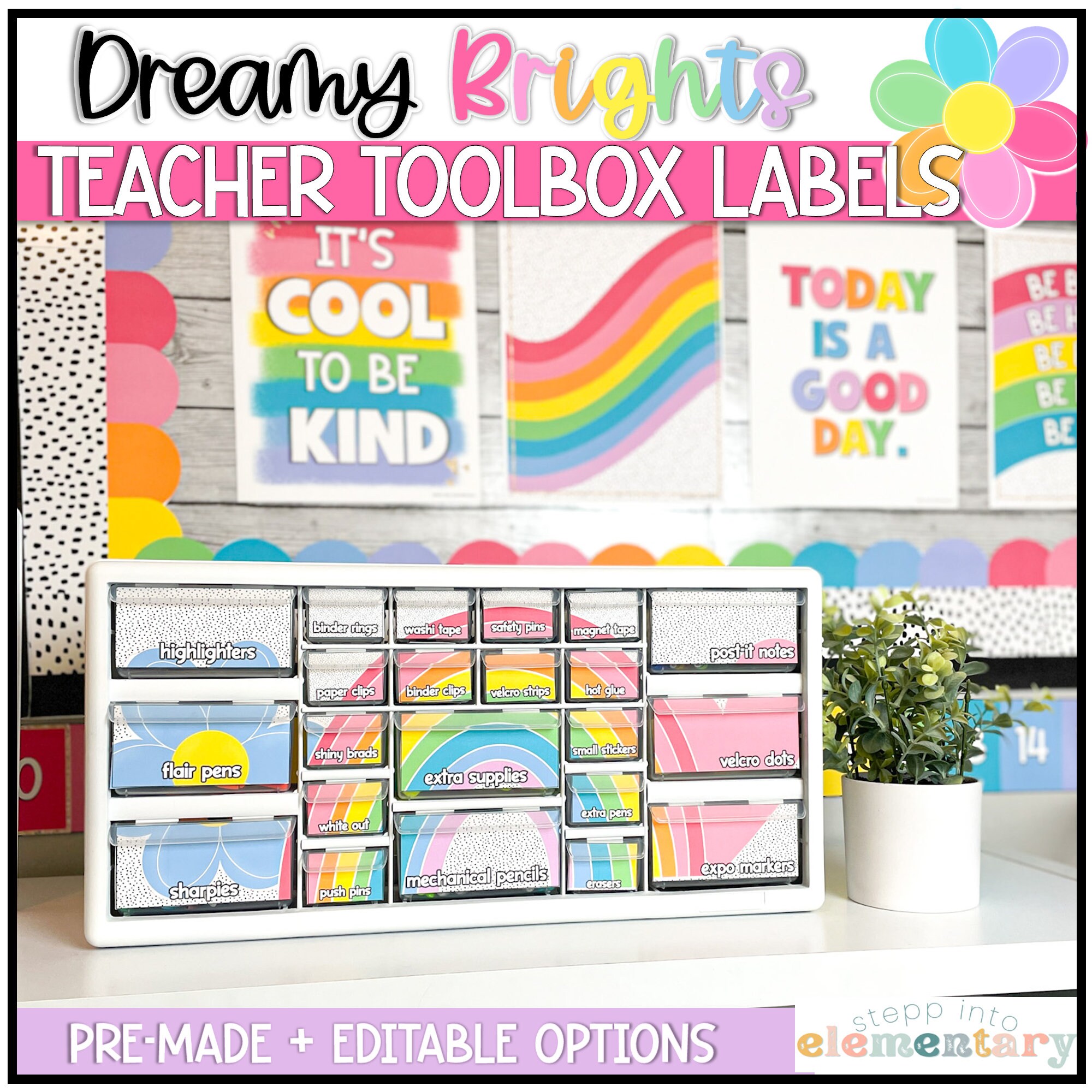 Dreamy Brights Teacher Toolbox Labels Classroom Organization - Etsy