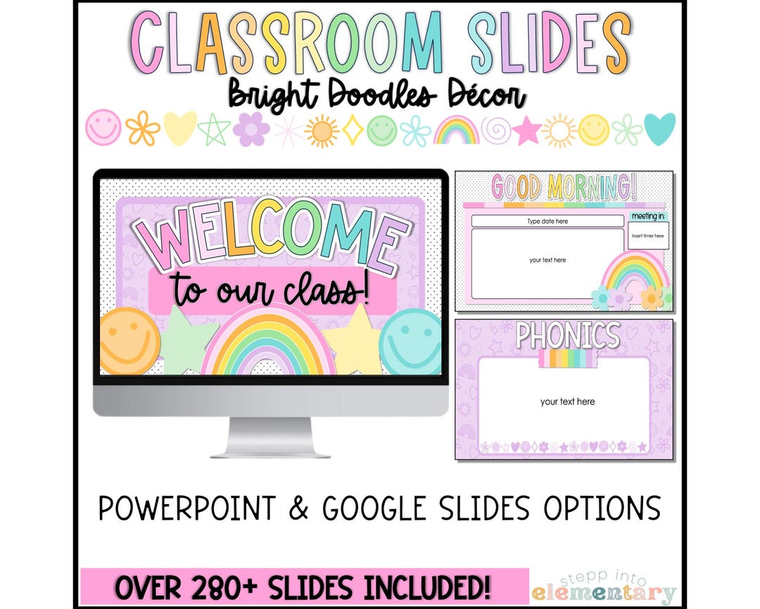 Bright Doodles Classroom Slides | Teacher Organization | Classroom ...