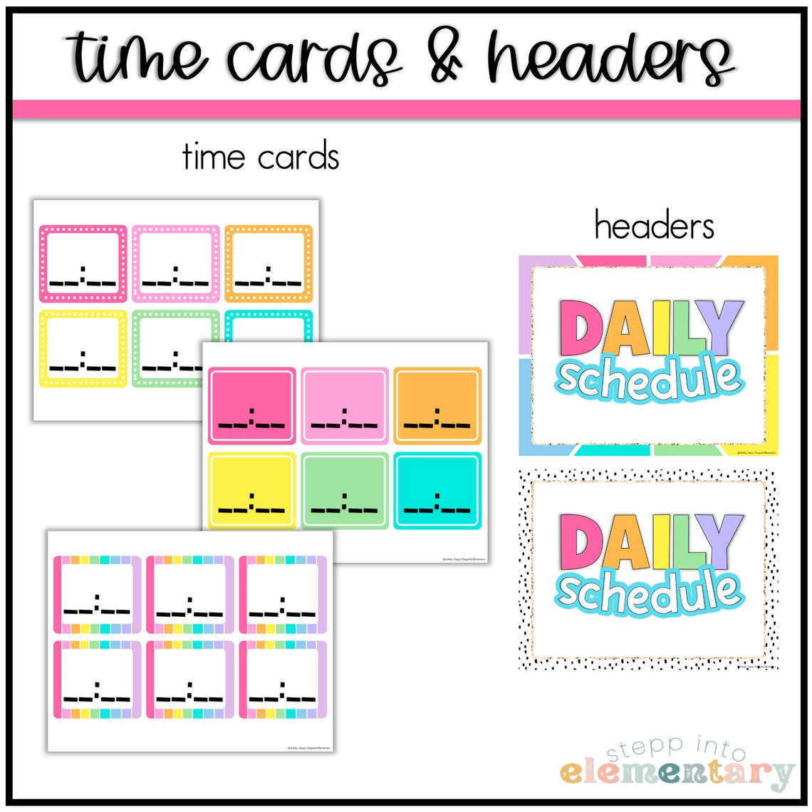 Dreamy Brights Daily Schedule Display & Cards | Editable | Trendy ...