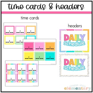 Dreamy Brights Daily Schedule Display & Cards | Editable | Trendy ...
