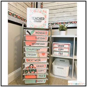 Modern School Style Rolling Cart Labels | Teacher Cart | Classroom ...