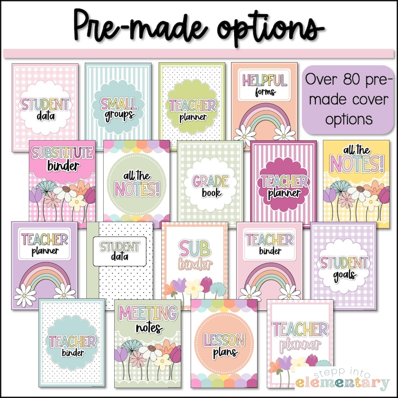 Wildflower Dreams Binder Covers & Spines | Editable | Trendy + Modern ...