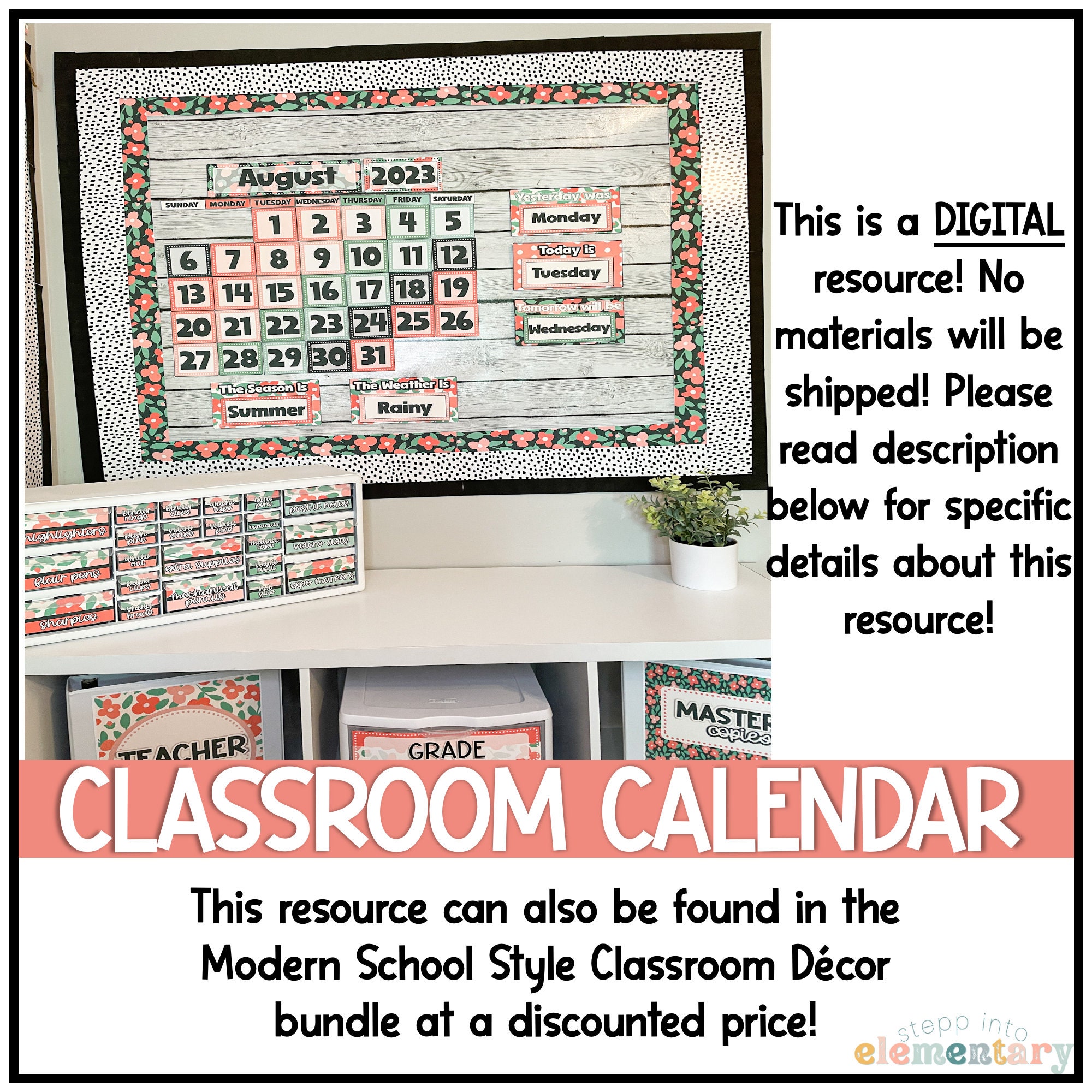 Modern School Calendar Kit | Classroom Decor (digital Download) - Etsy