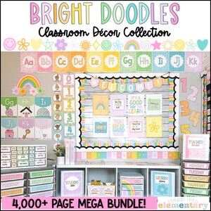 Bright Doodles Classroom Decor | Trendy + Simple Classroom Decor 4,000 ...
