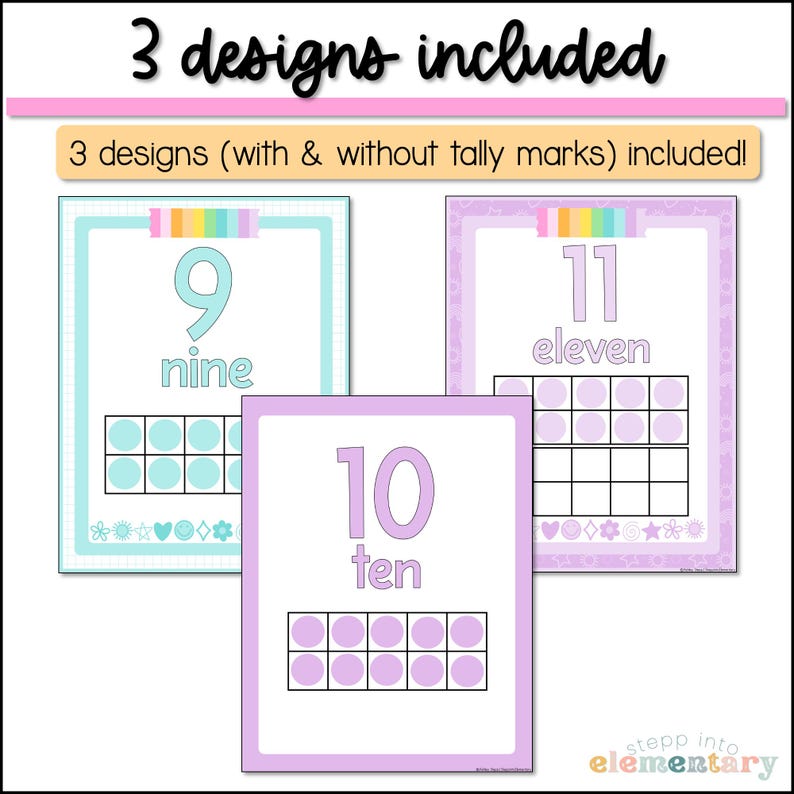 Bright Doodles Number Posters 0-20 | Elementary Math (digital Download ...
