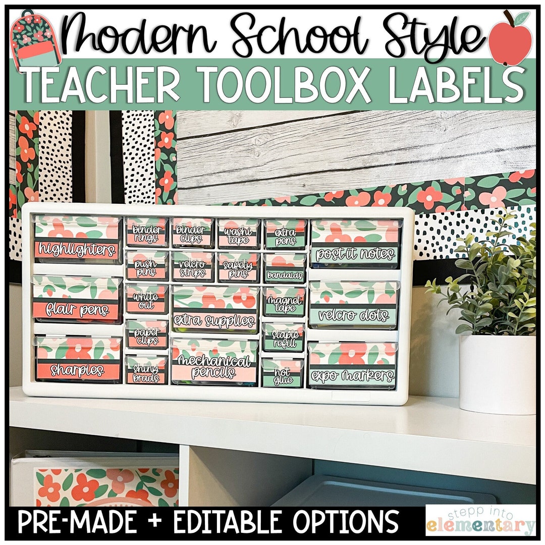 Modern School Style Teacher Toolbox Labels | Trendy + Modern Classroom ...