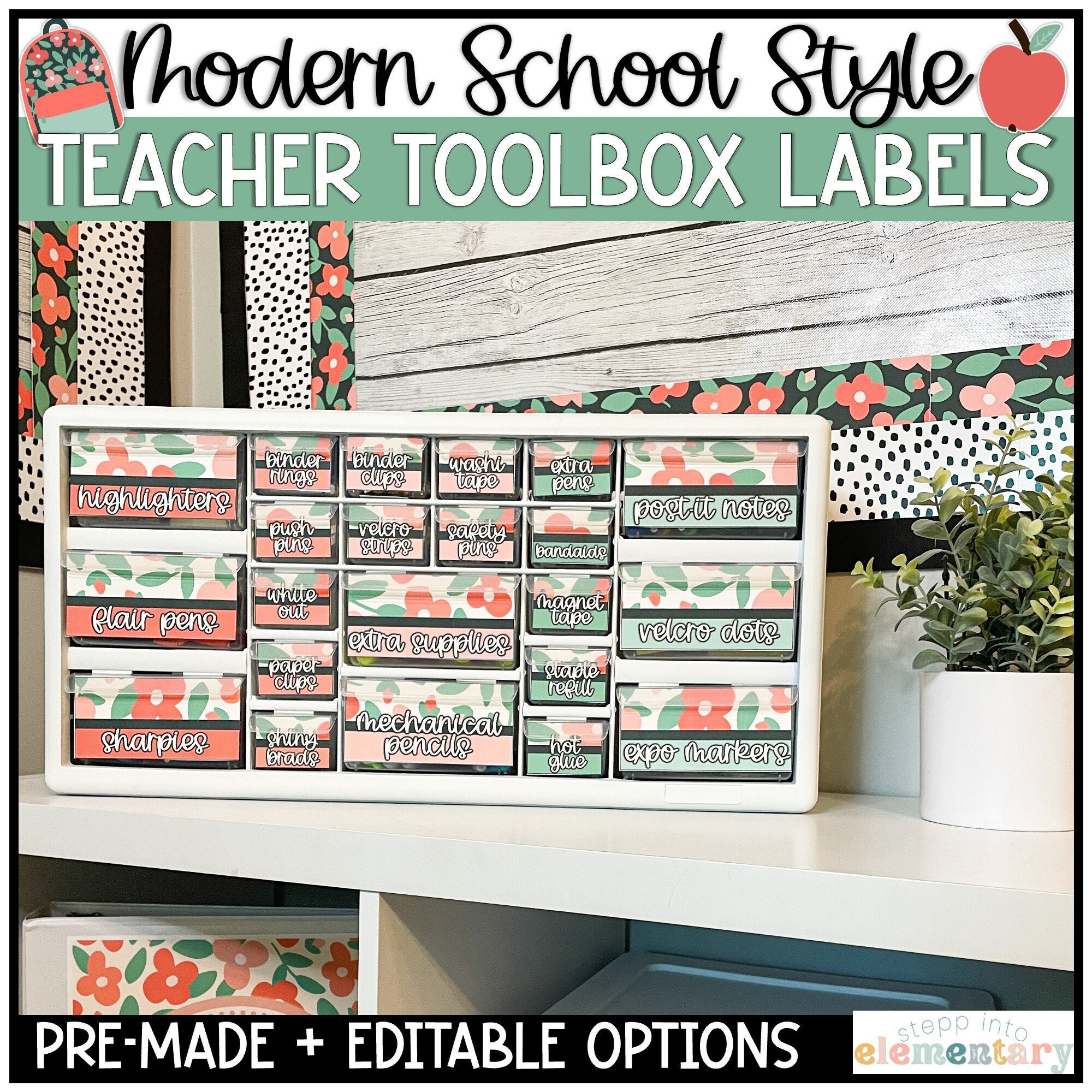 Modern School Style Teacher Toolbox Labels Trendy Modern - Etsy