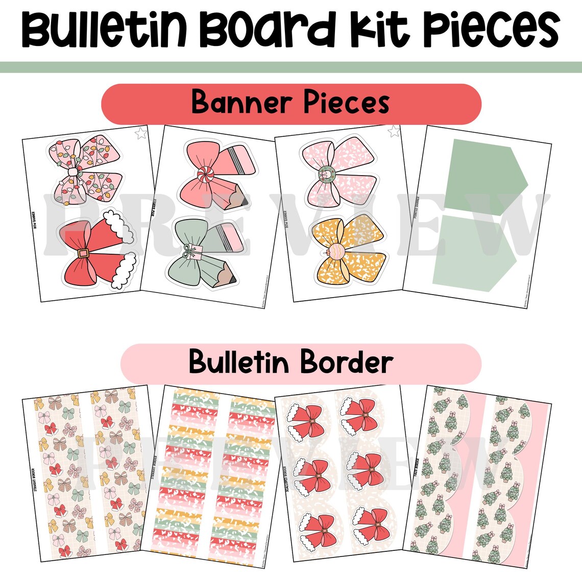 Christmas Bulletin Board Kit | Christmas Bows & Composition Decor ...