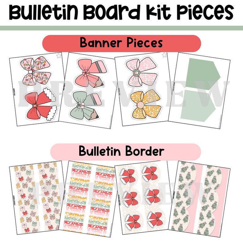 Christmas Bulletin Board Kit | Christmas Bows & Composition Decor ...