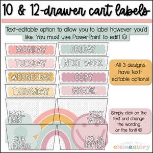 Pastel Doodles Rolling Cart Labels | Teacher Cart | Classroom ...