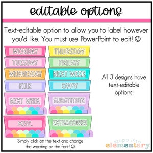 Dreamy Brights Rolling Cart Labels Teacher Cart Classroom Organization ...