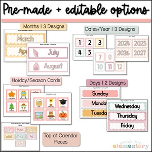 Pastel Doodles Classroom Calendar Set | Pocket Chart Decor (digital ...