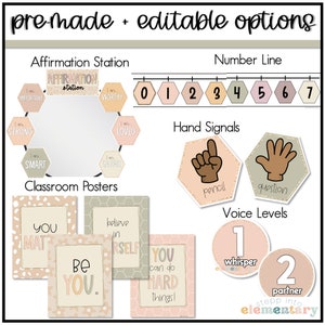Vintage Boho Classroom Decor Bundle | Neutral Colors, Editable - Etsy